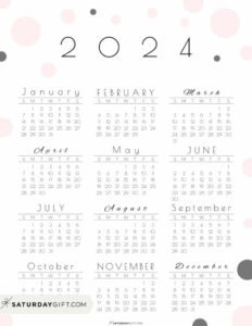 Cute Calendar 2024 Printable - FREE Printable