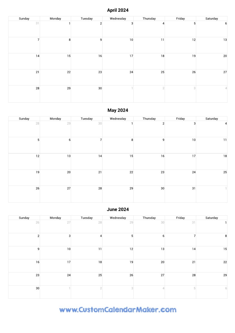 April May June Calendar 2024 Printable – FREE Printable