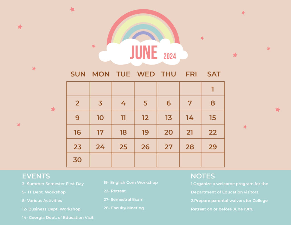 Cute June 2024 Calendar Printable | Printable Calendar 2025