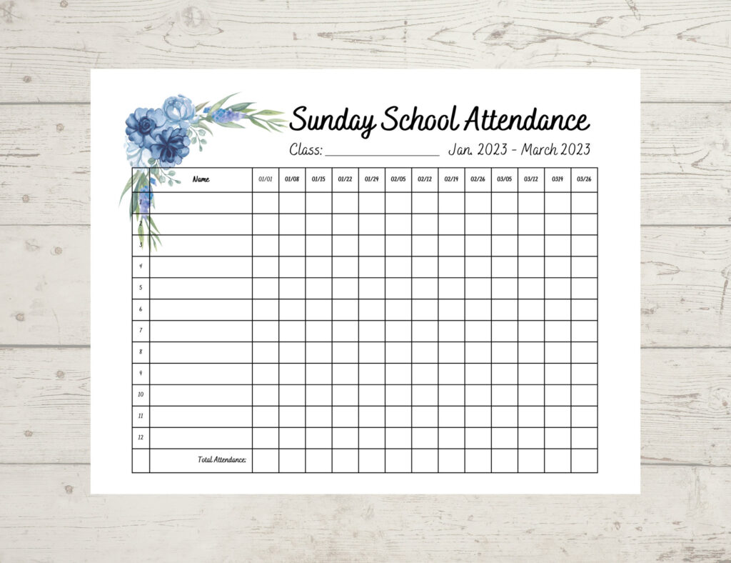 Sunday School Attendance 2024 | Printable Calendar 2025