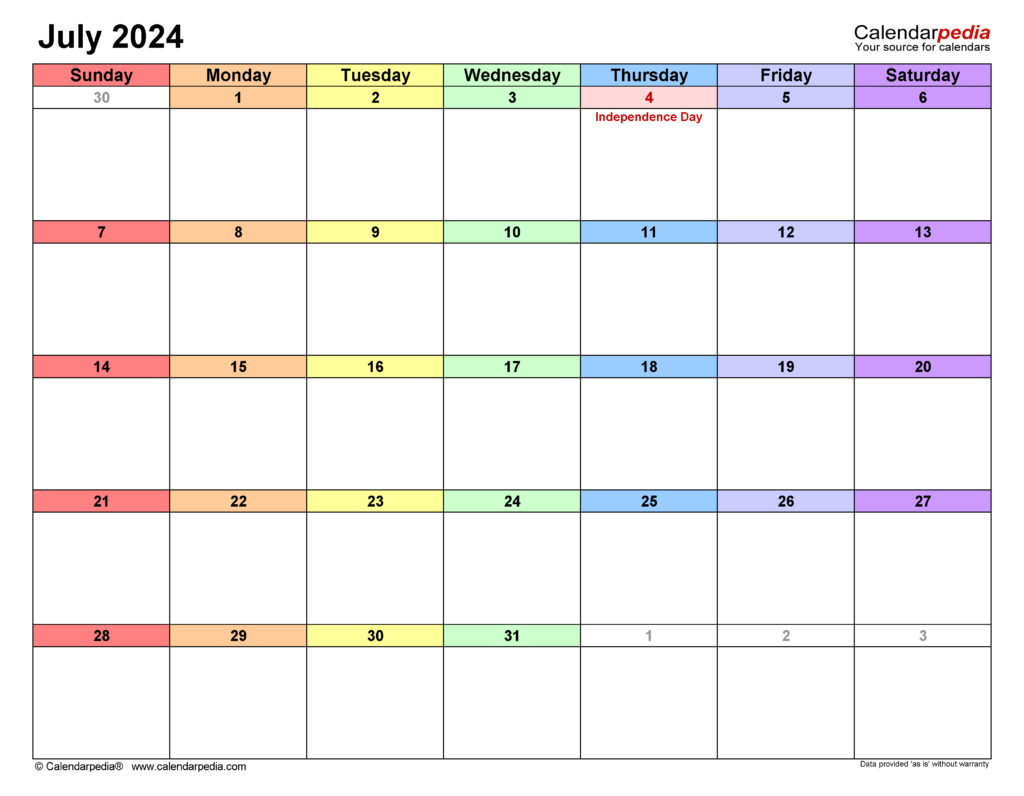 July 2024 Calendar Editable | Printable Calendar 2025