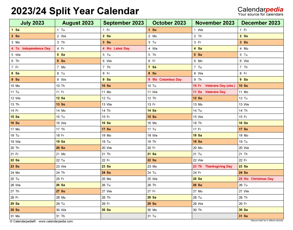 Calendar Sep 2023 - June 2024 | Printable Calendar 2025