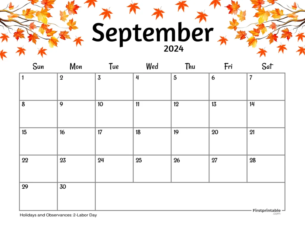September Calendar 2024 Holidays | Printable Calendar 2025