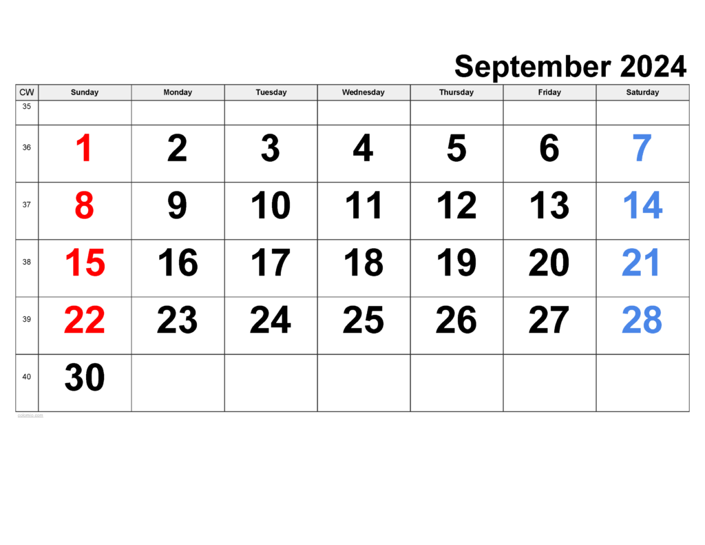 September 2024 Weekly Calendar | Printable Calendar 2025