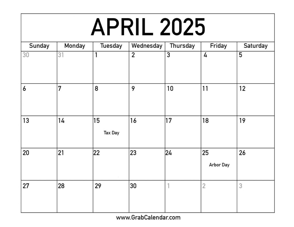 April 2025 Holiday Calendar Printable | Printable Calendar 2025