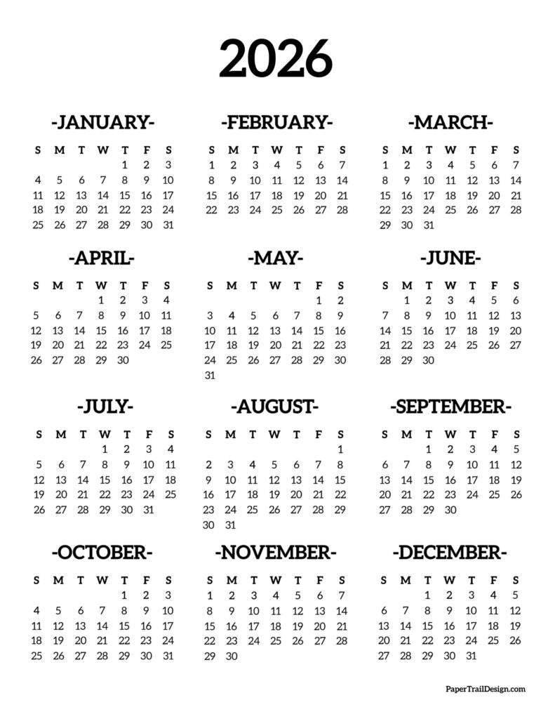 2026 Calendar Printable One Month Per Page | Printable Calendar 2025