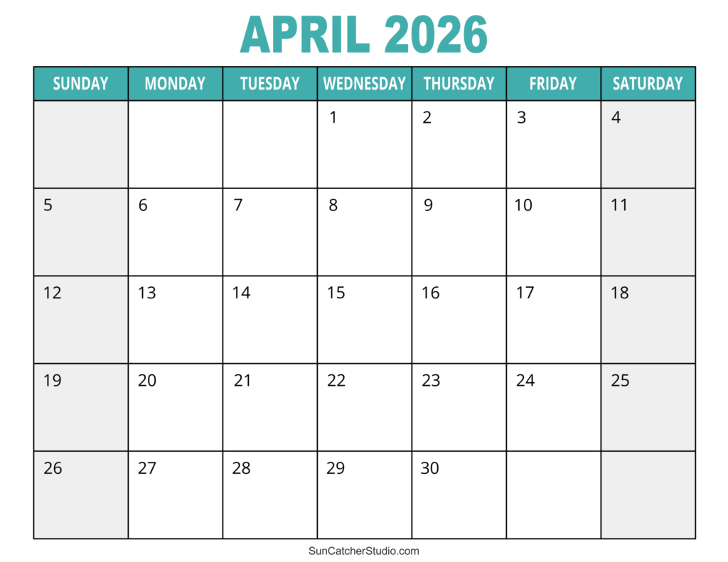 Monthly Calendar 2026 Printable Free | Printable Calendar 2025