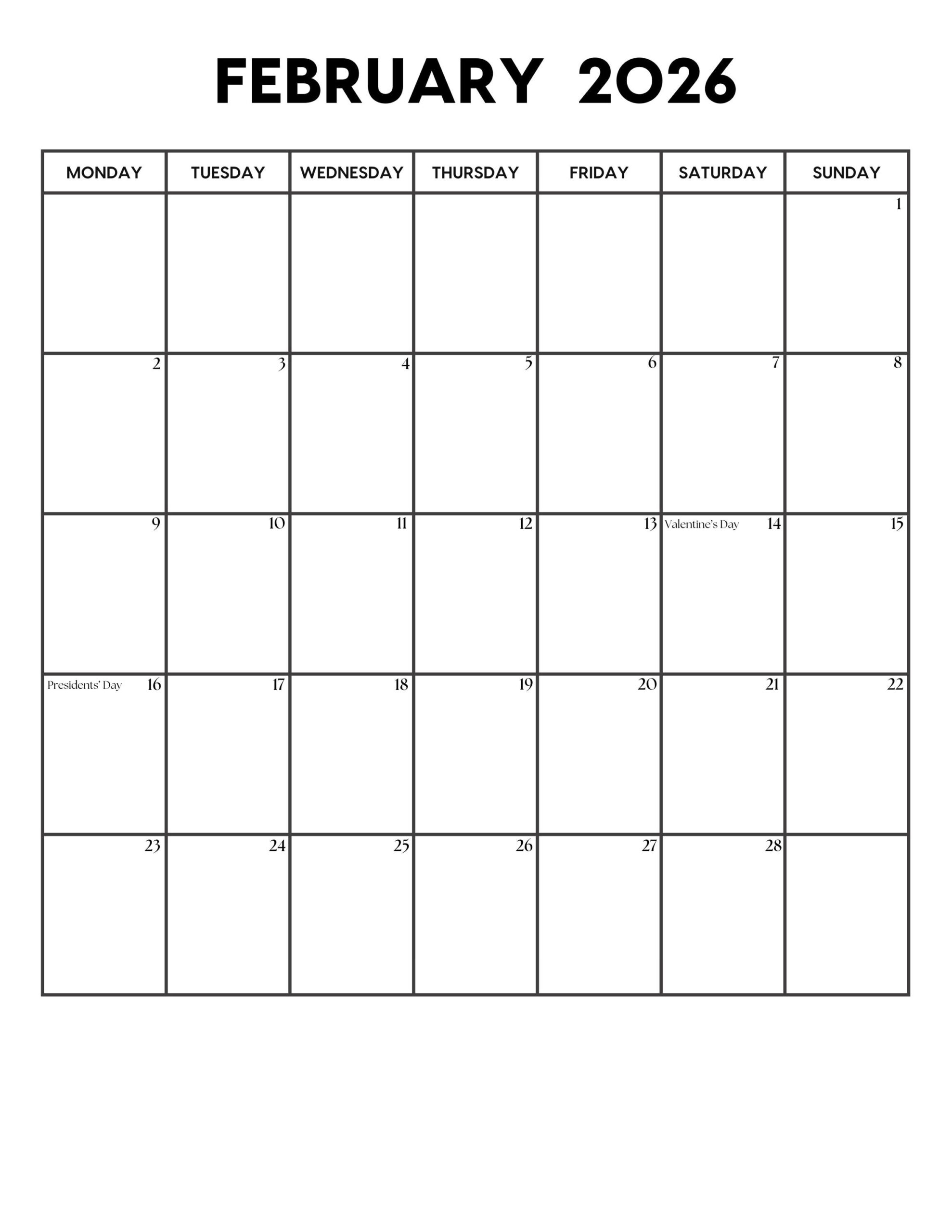 February 2026 Calendar From Waterproof | Printable Calendar 2025
