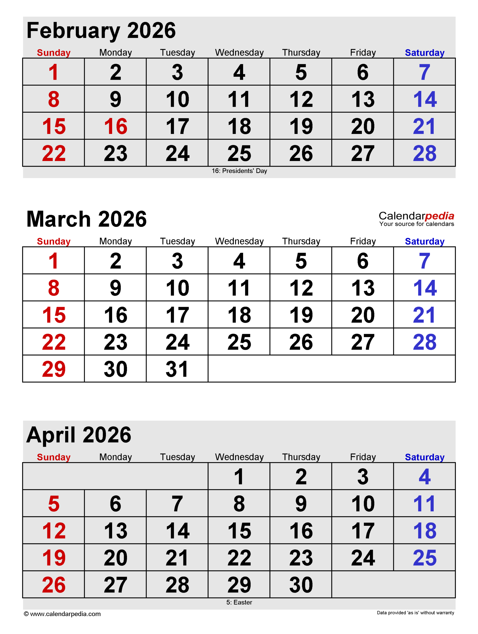 Calendar February 2026 - March 2026 | Printable Calendar 2025