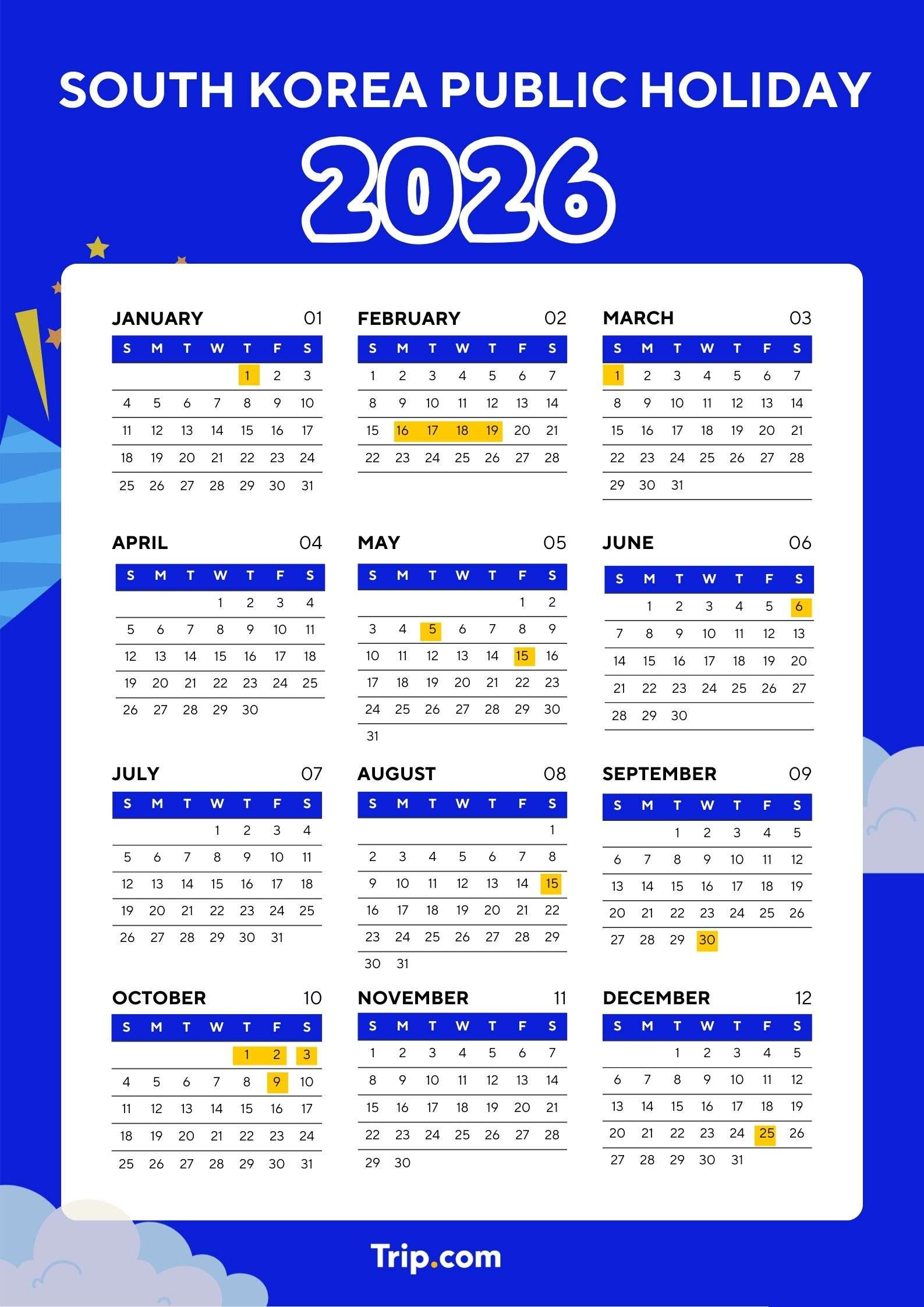 February 2026 Calendar Korea | Printable Calendar 2025