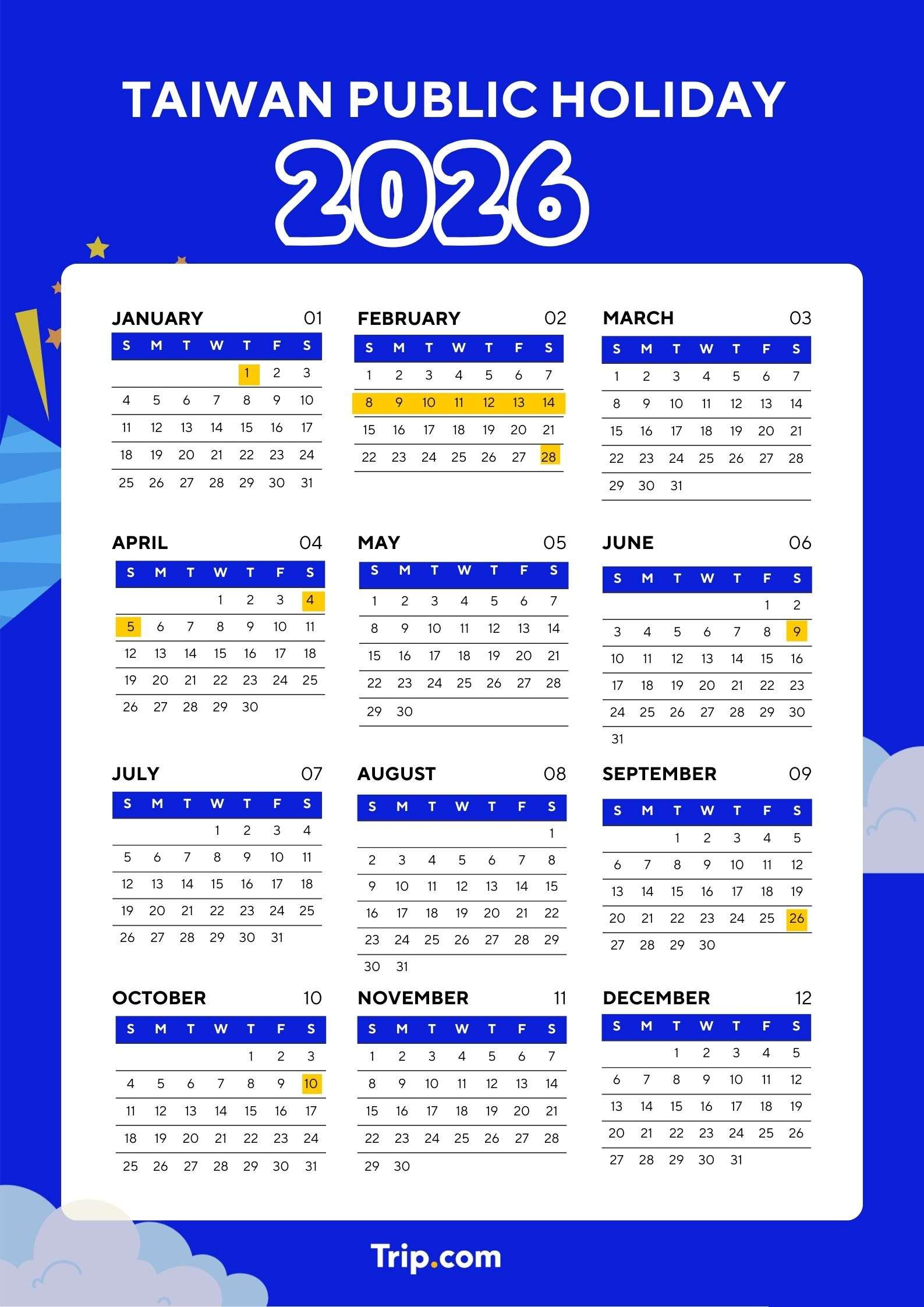 February 2026 Calendar Taiwan | Printable Calendar 2025